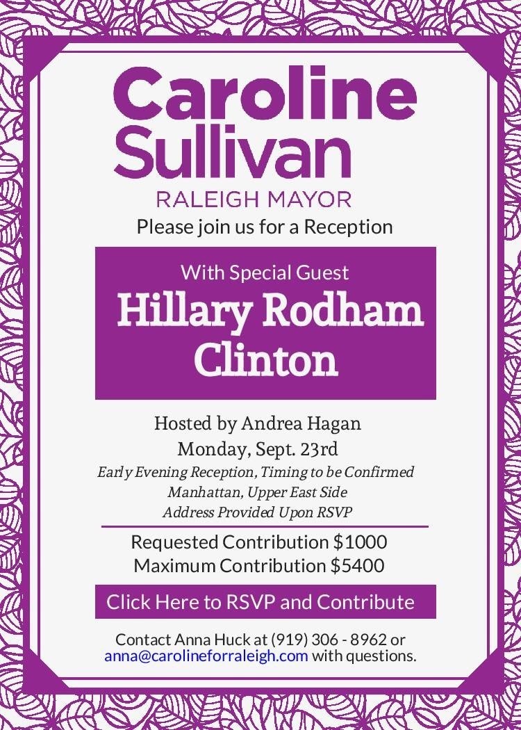 Hillary Clinton to Attend Manhattan Fundraiser for Raleigh Mayoral ...