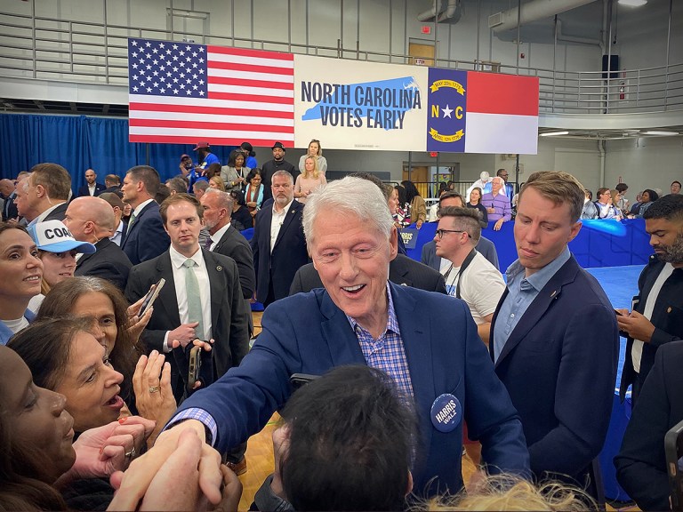 Tim Walz, Bill Clinton Visit Durham on the First Day of Early Voting
